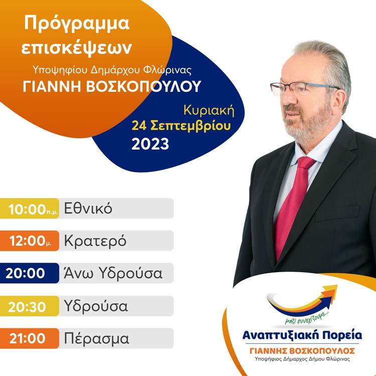 Πρόγραμμα επισκέψεων του υποψηφίου Δημάρχου Φλώρινας Γιάννη Βοσκόπουλου