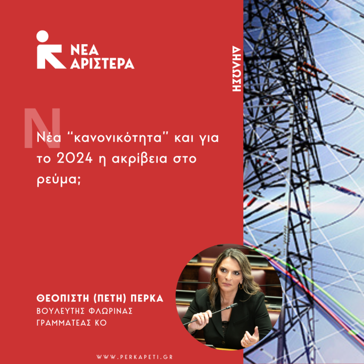 Πέτη Πέρκα: «Νέα “κανονικότητα” και για το 2024 η ακρίβεια στο ρεύμα;»
